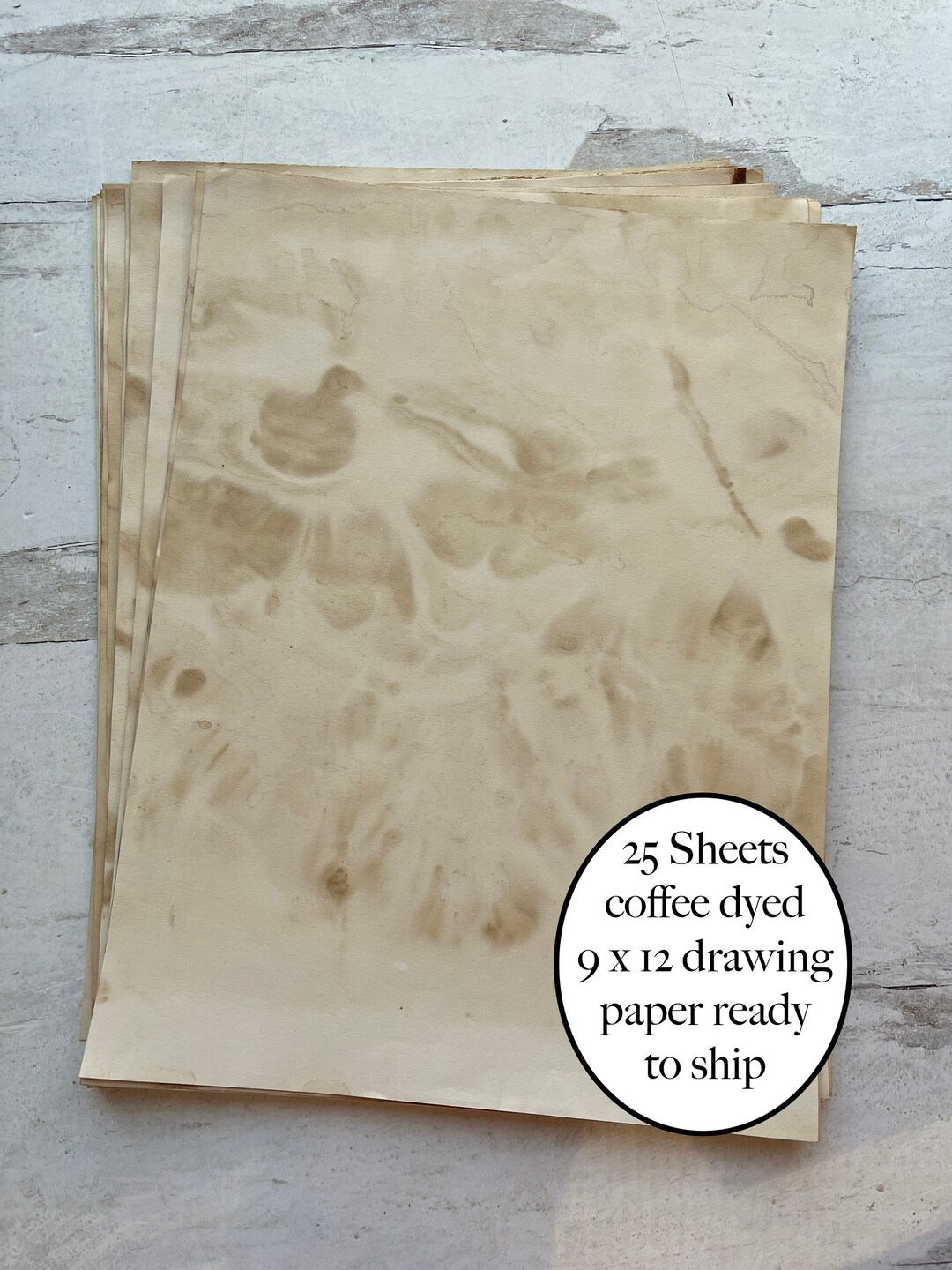 25 Sheets of Coffee Dyed and Stained 9 X 12 Drawing Paper Great for ...