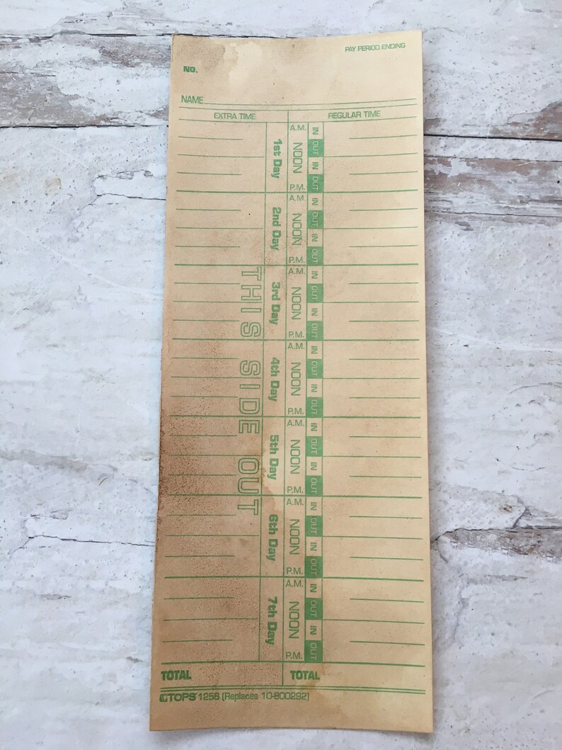 12 Coffee and Dyed & Stained One Sided Time Cards Green Printing ...