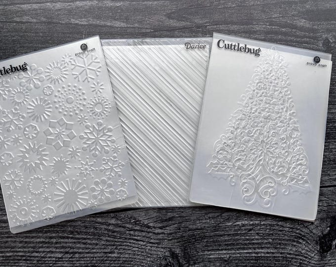 Set of 3 Christmas Embossing Folders Snowflakes, Snowflake Christmas ...