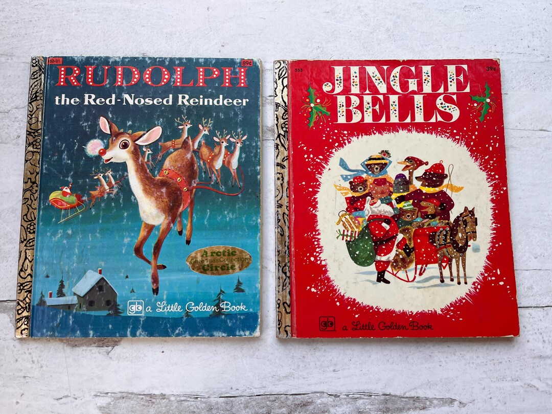 2 Vintage Christmas Little Golden Books Rudolph the Red Nose Reindeer ...
