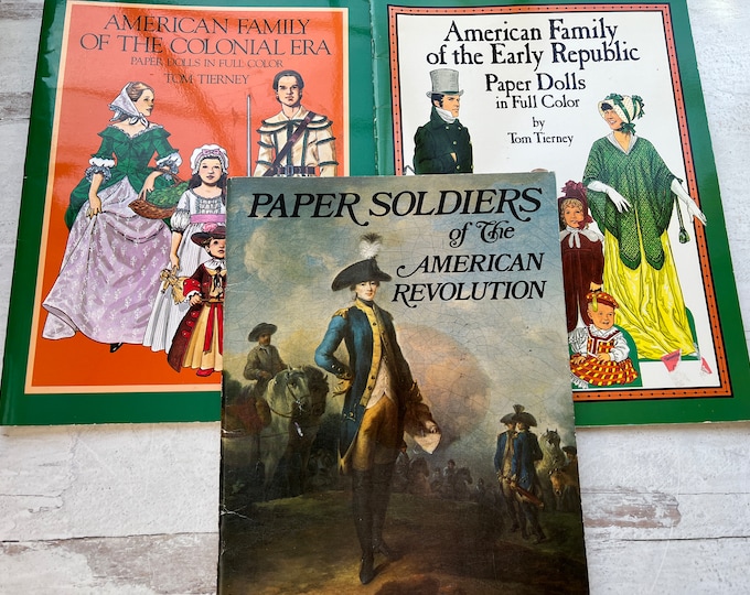 3 Vintage American History Paper Doll and Paper Soldier Books Uncut ...