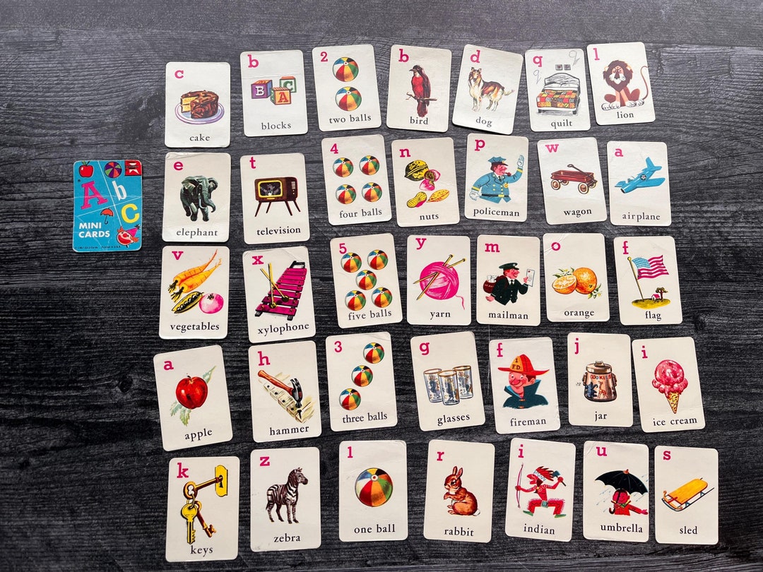 35 Mini ABC Cards / Children's Card Game Vintage 1967 With Wrinkles and ...