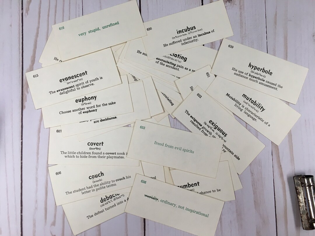 30 Vintage English Vocabulary Flashcards Vintage Ephemera Junk Journal ...