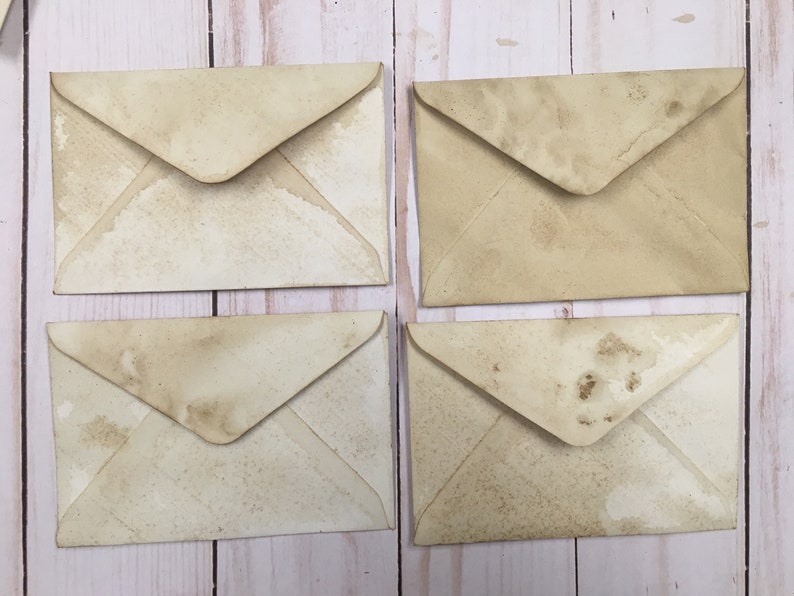 10 small coffee dyed stained paper envelopes with plastic | Etsy