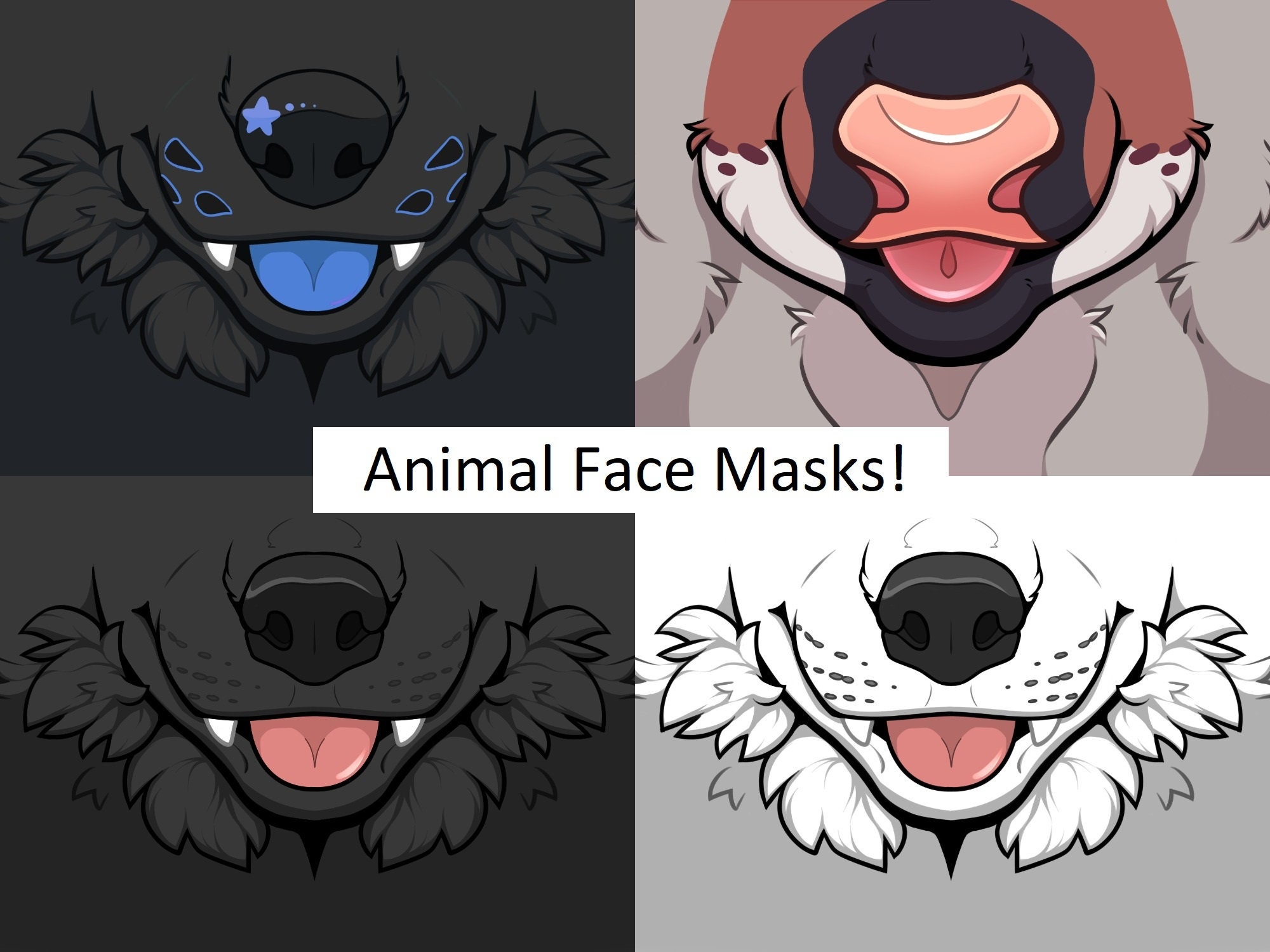 Animal furry Face Masks | Etsy