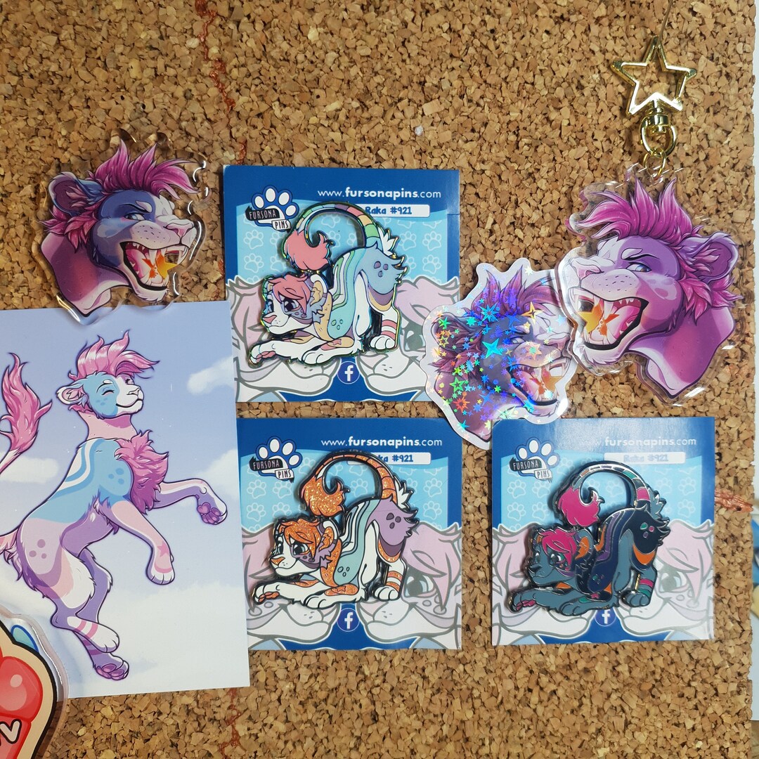 Raka Bundles Furry Lion Enamel Pins, Sticker, Acrylic Keychains - Etsy