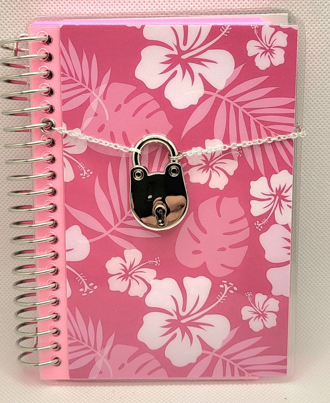 Pink Tropical Diary With Silver Bear Lock - Etsy