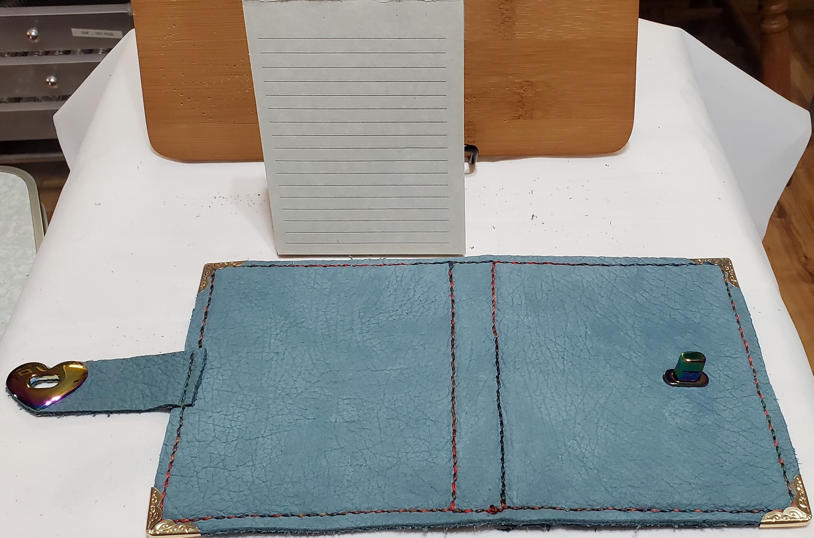 Mini Leather Blue Portfolio Folder With Notepad. - Etsy UK