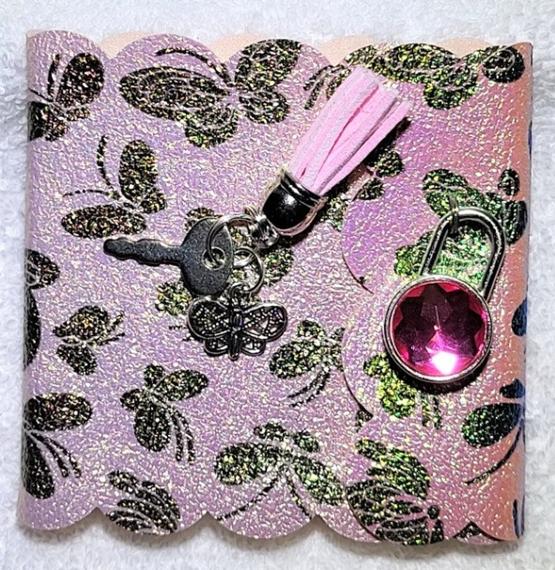 Pink Butterflies Diary With Pink Jewel Lock - Etsy