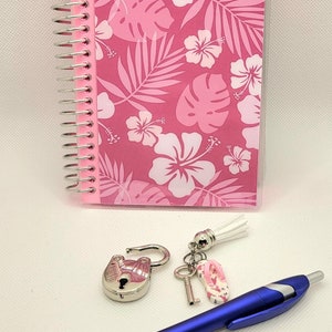 Pink Tropical Diary With Silver Bear Lock - Etsy