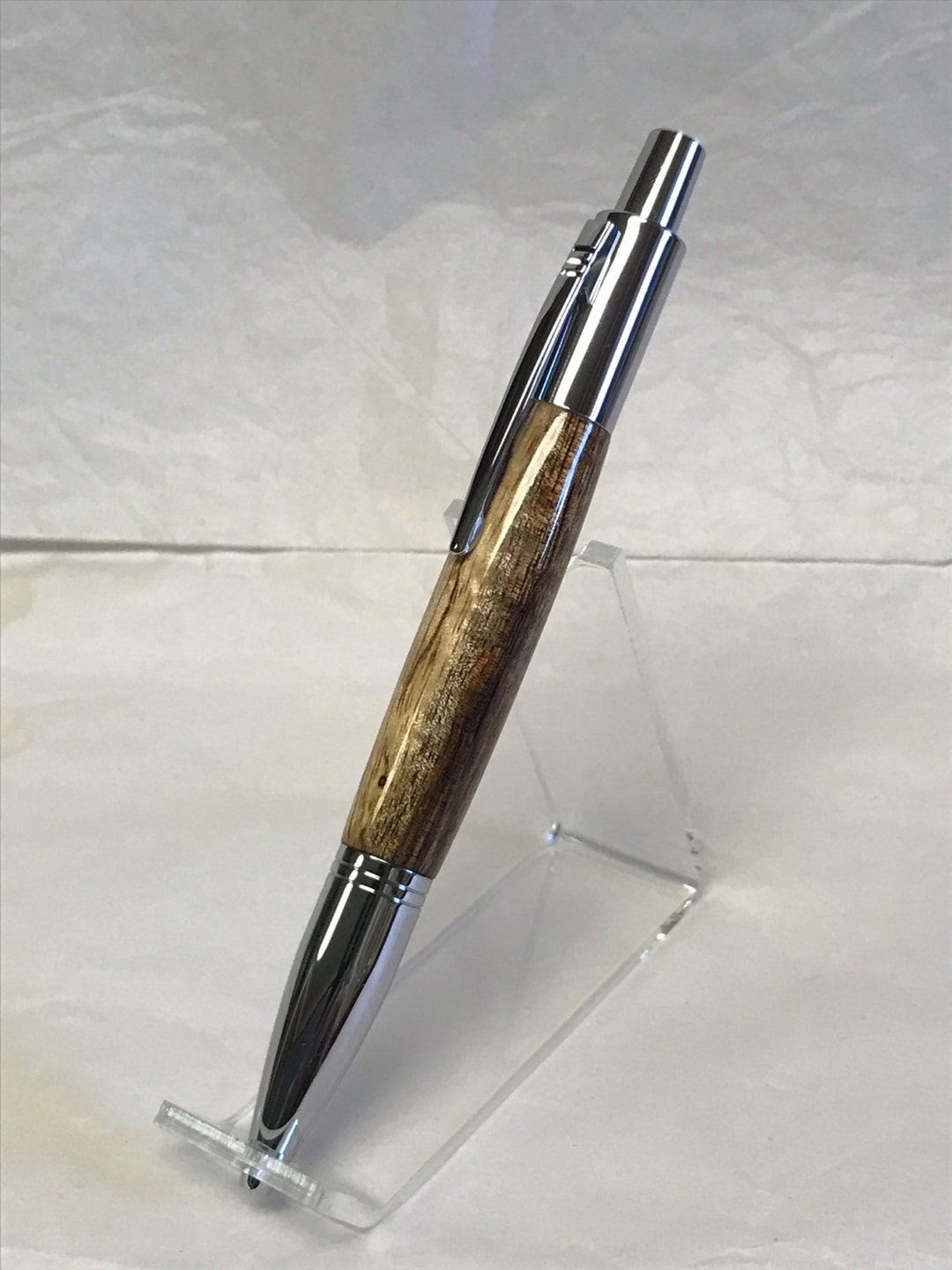 Vesper Chrome Click Pen With Curly Koa Wood - Etsy