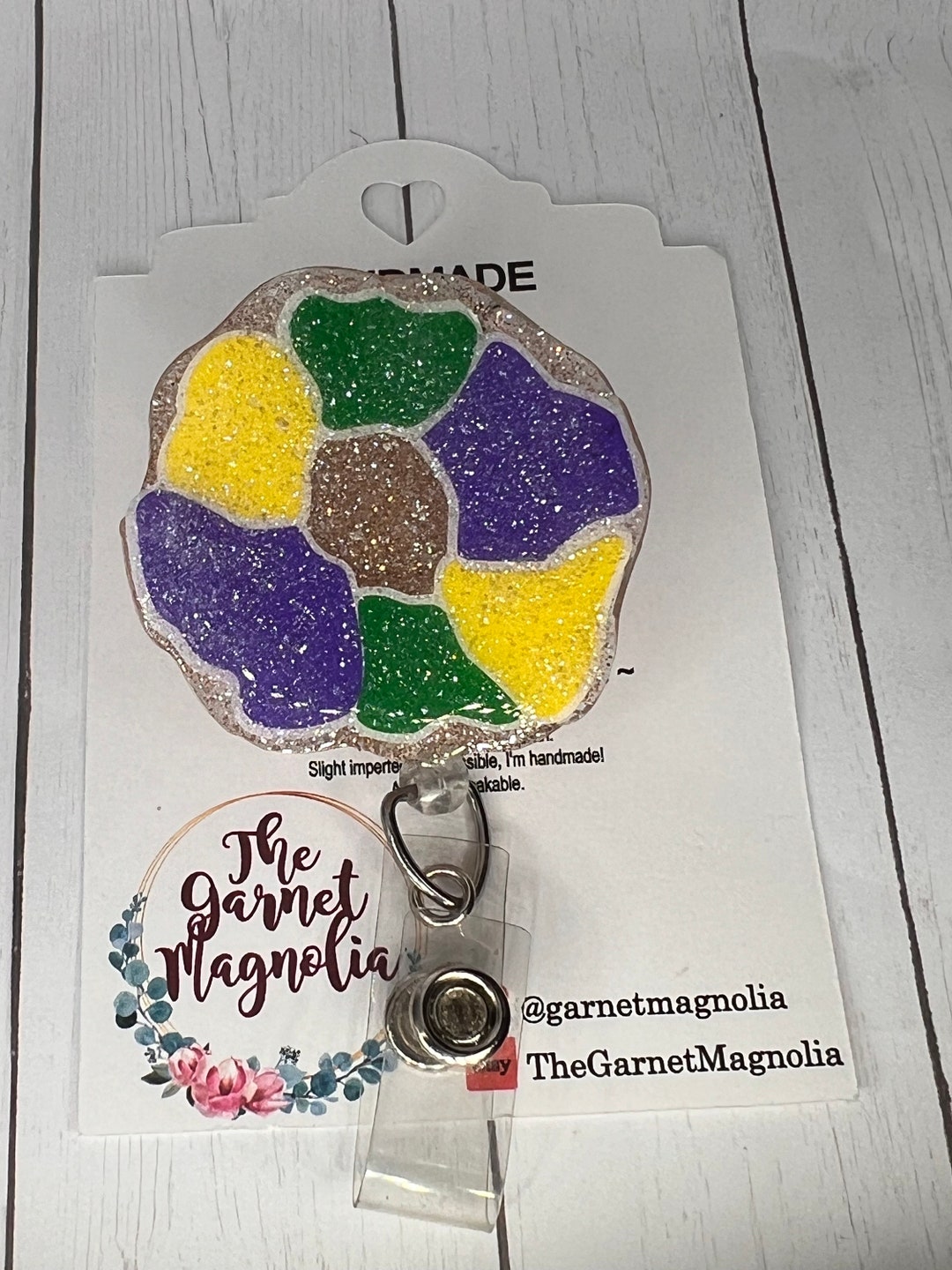 King Cake Mardi Gras Party Fat Tuesday Badge Reel | Retractable ID ...