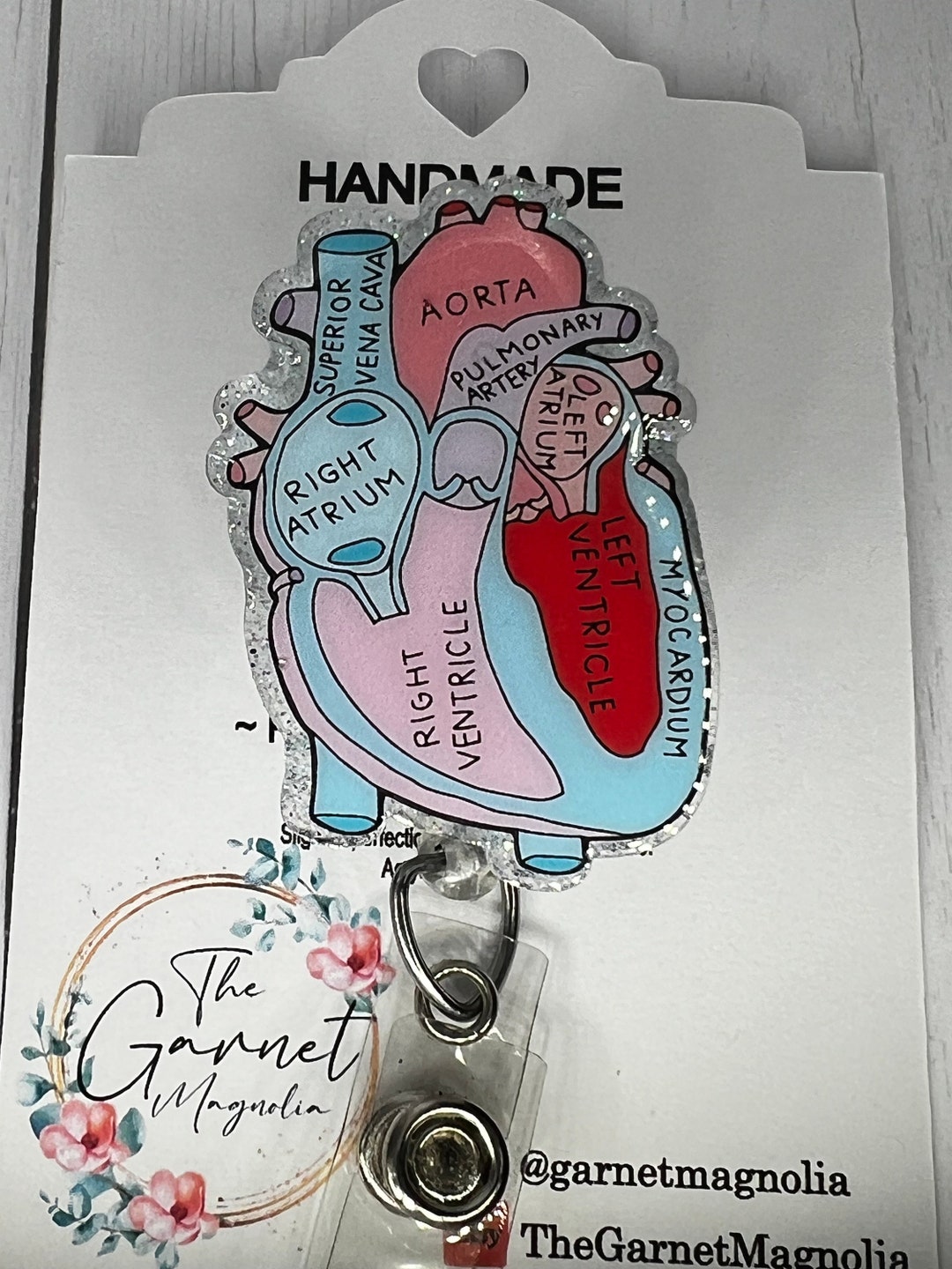 Anatomical Heart Cardiology Cardiac Heart Badge Reel | Retractable ID ...