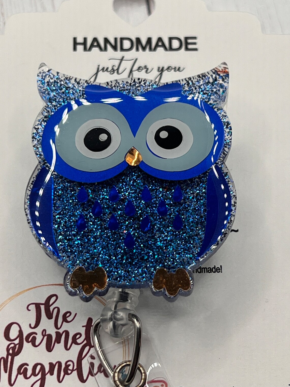 Owl Hoot Blue Gold Badge Reel | Hospital Badge Reel | Retractable ID ...
