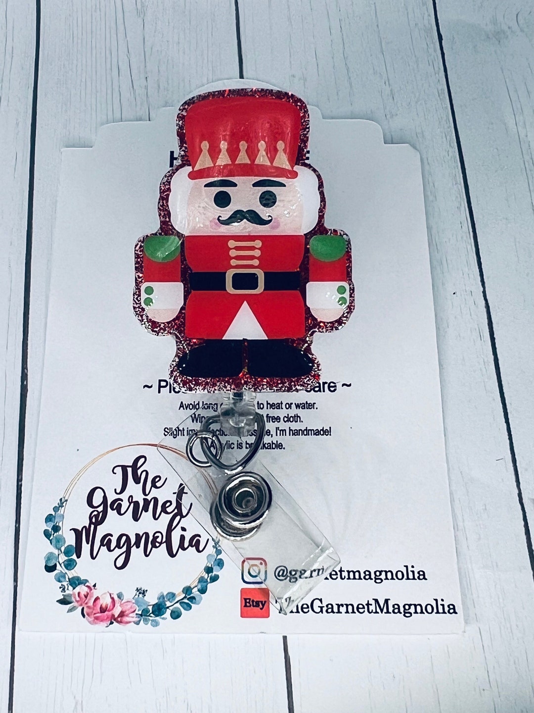Red Toy Soldier Nut Cracker Holiday Christmas Badge Reel Hospital Badge ...