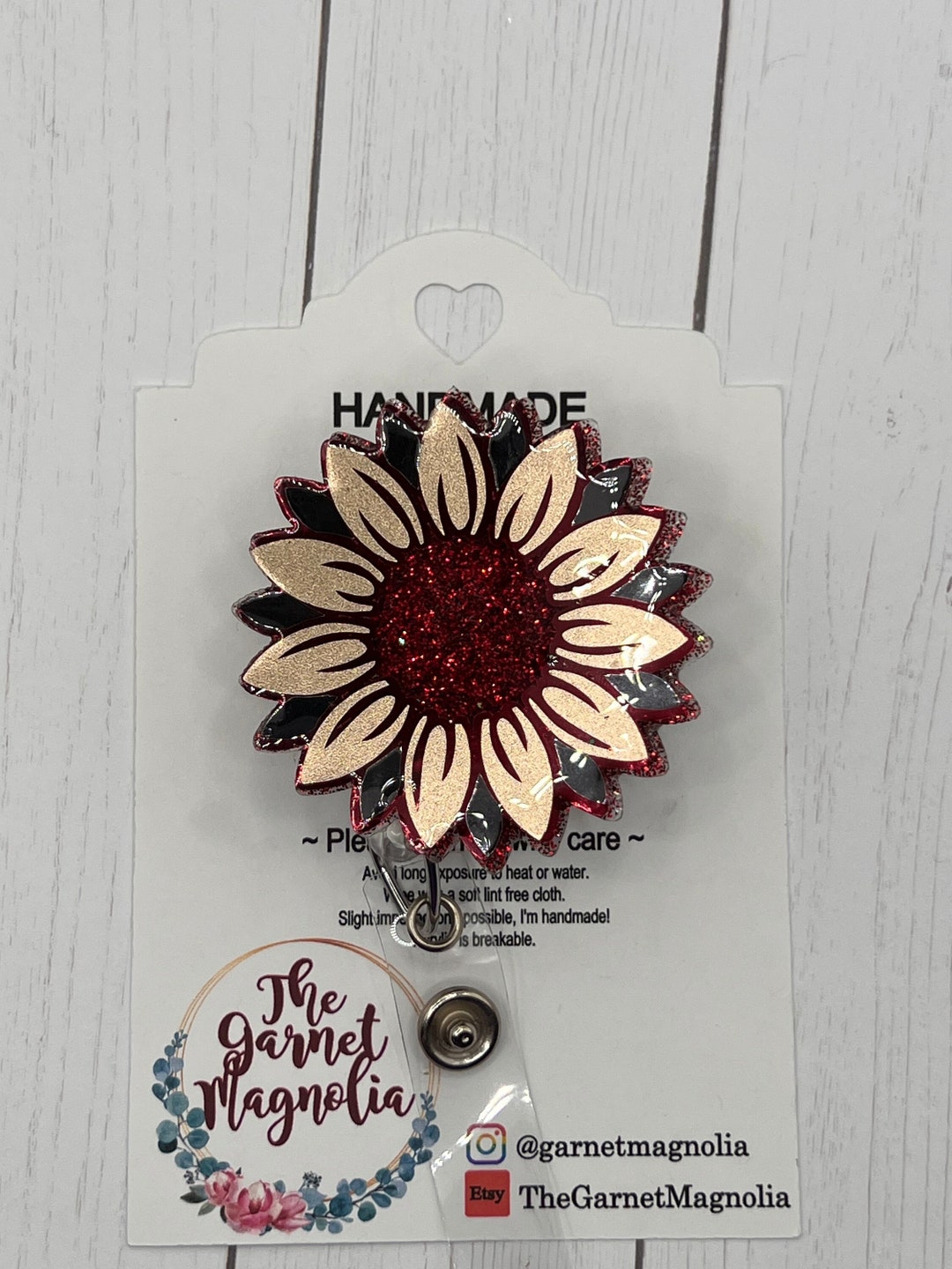 Sunflower - Garnet Gold Maroon Red Champagne Badge Reel |retractable ID ...