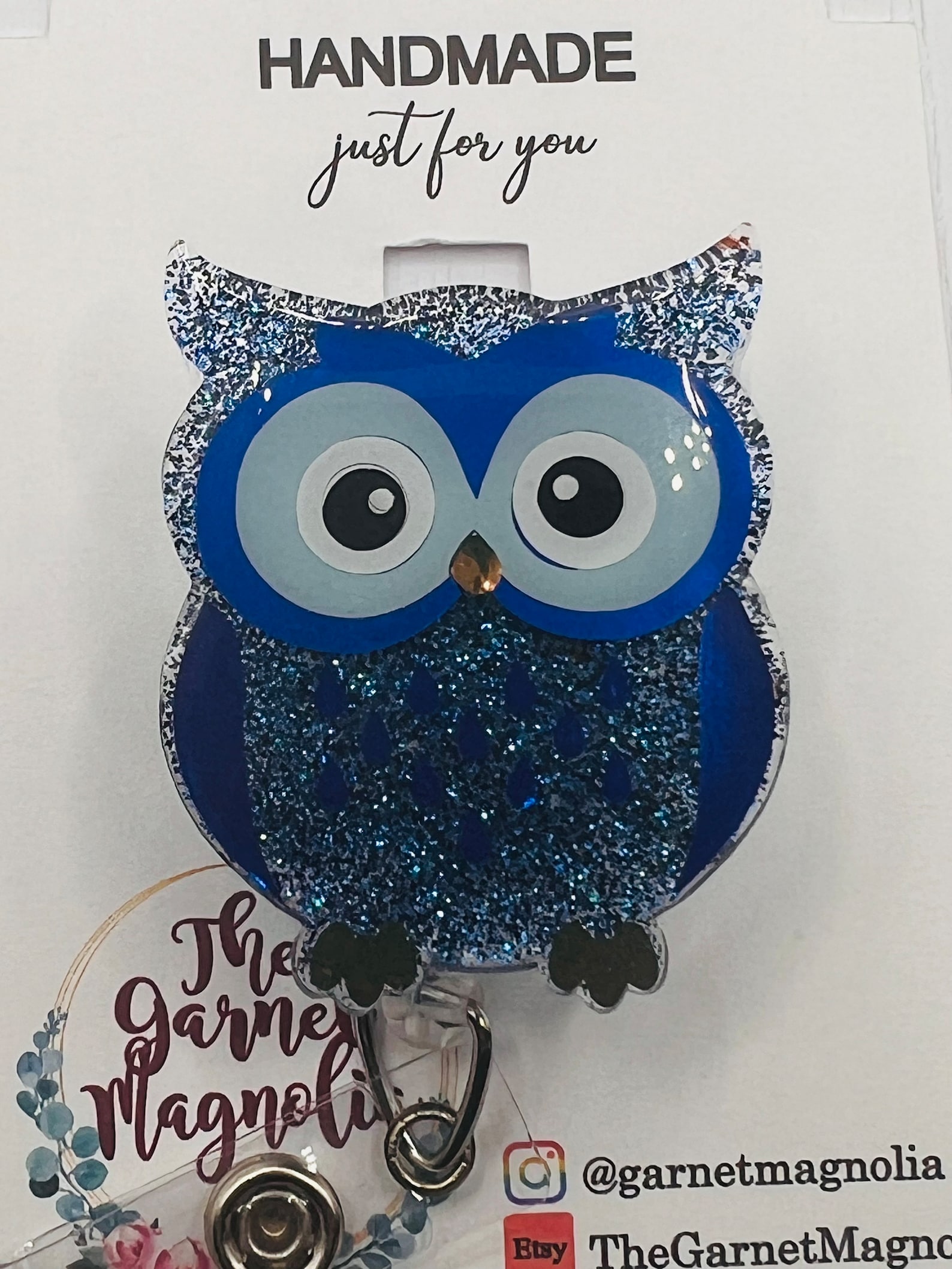 Owl Hoot Blue Gold Badge Reel | Hospital Badge Reel | Retractable ID ...