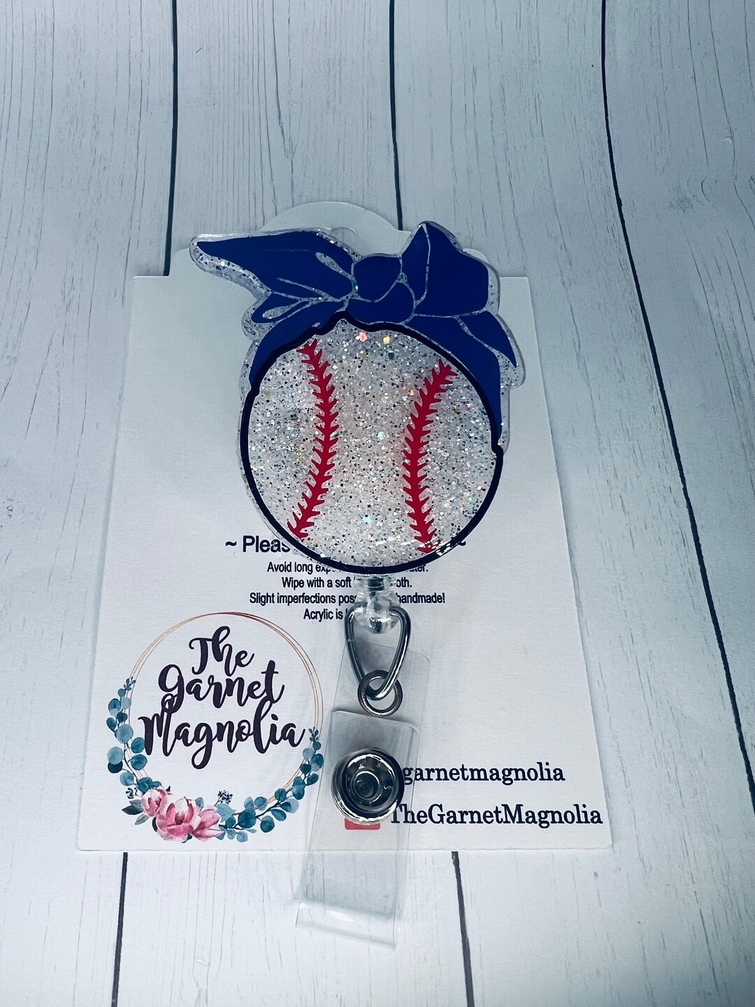 Baseball Softball Bow Sport Mama Badge Reel | Hospital Badge Reel ...