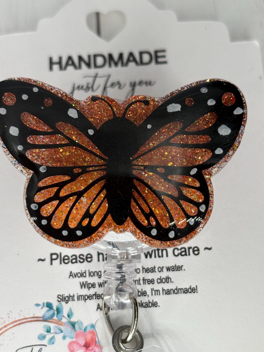 Monarch Black Butter Fly Ombré Orange Badge Reel | Hospital Worker ...