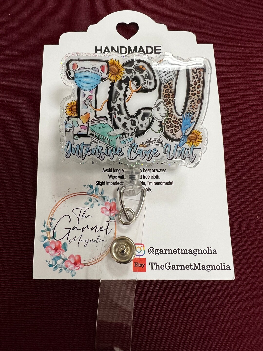 Medical ICU Nurse Tech Intensive Care Hospital Badge Reel Retractable ...