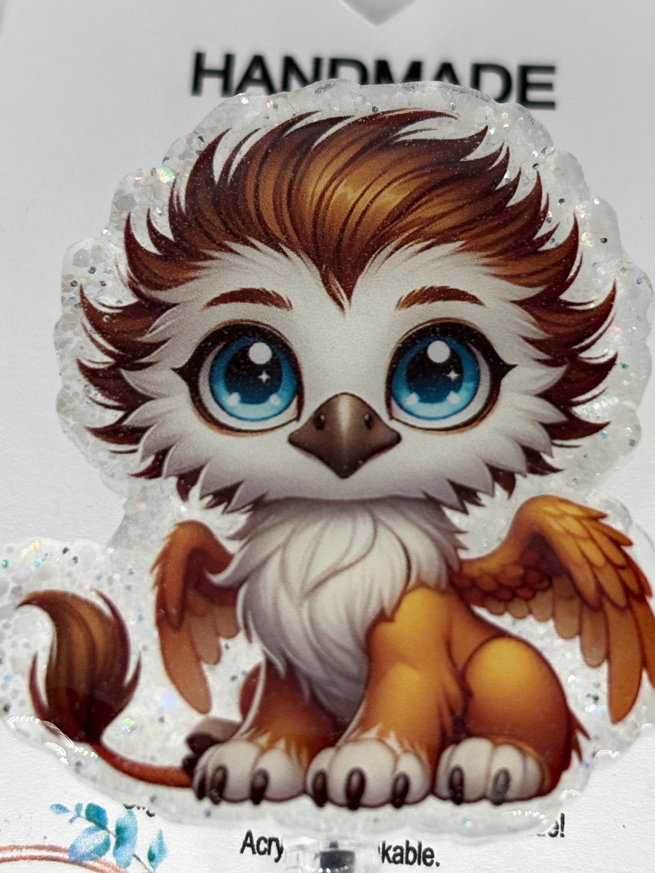 Mythical Griffin Gryphon Creature Fantasy Eagle Anime Cute Badge Reel ...
