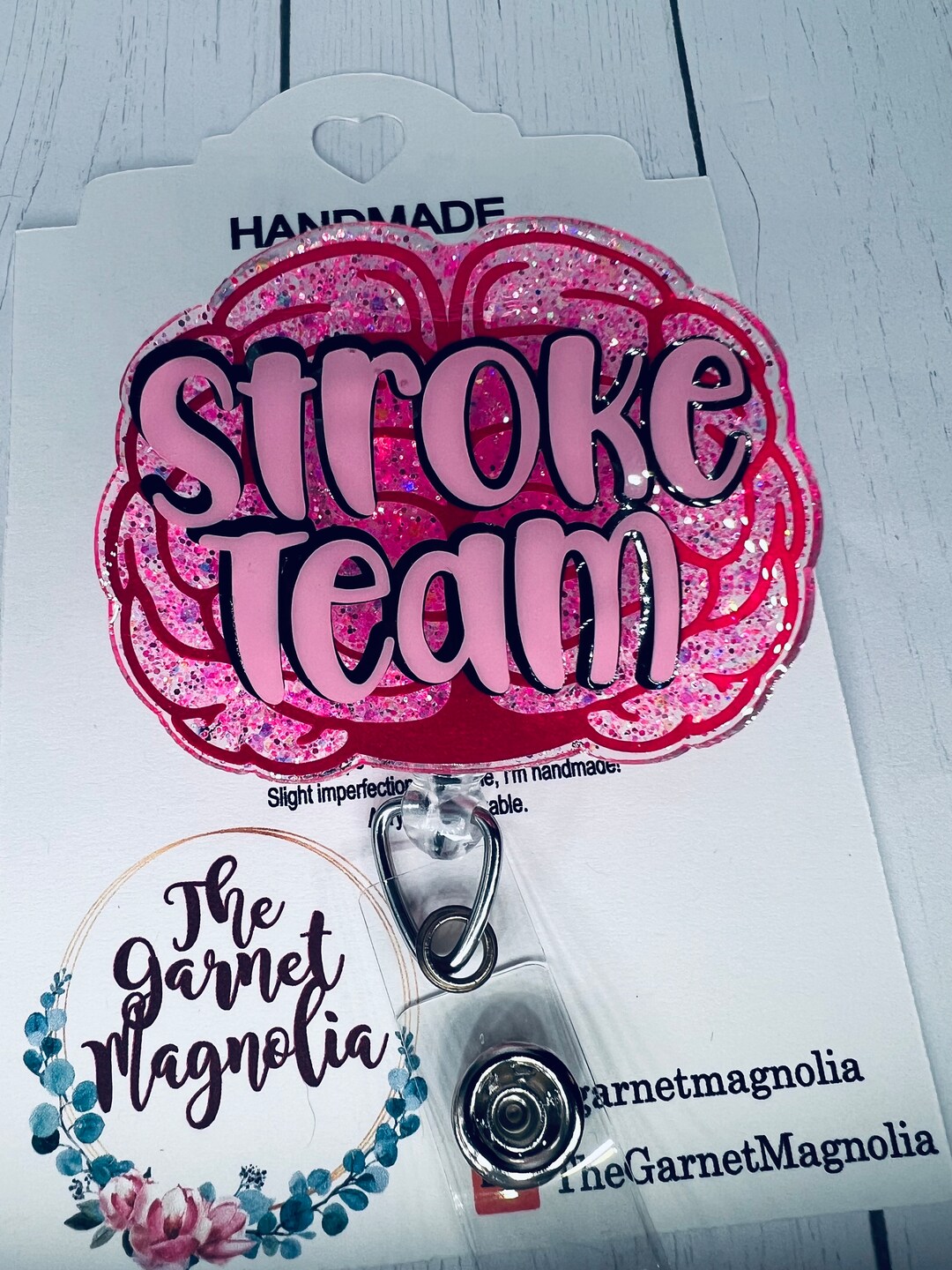 Pink Stroke Neuro Brain Team Badge Reel Smart Badge - Etsy