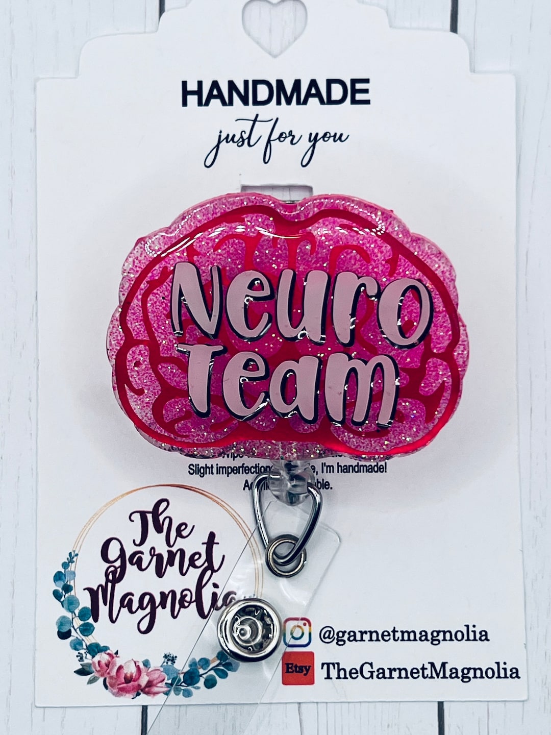 Pink Neuro Team Badge Reel | Stroke Team| Smart Badge| Retractable ID ...