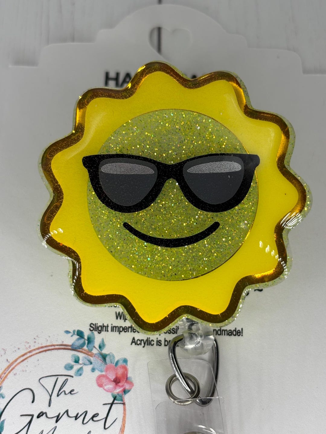 Mr Sun Sunshine Sunny Cool Summer Glasses Badge Reel | Retractable ID ...