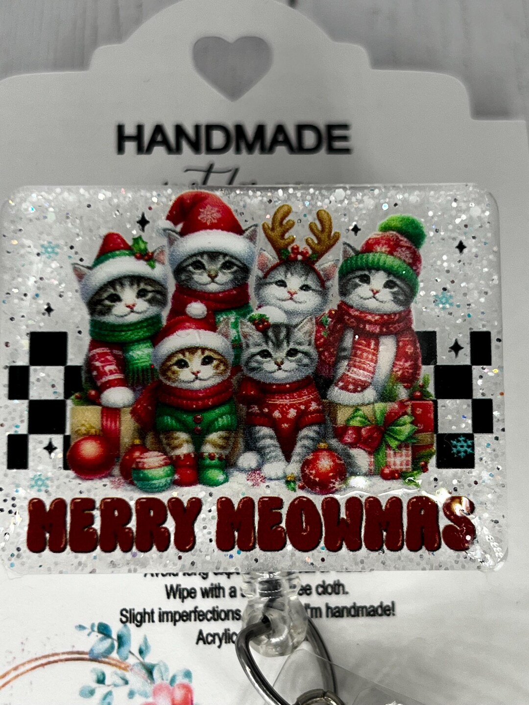 Christmas Cat Merry Meowmas Badge | Santa Reindeer Reel | Retractable ...