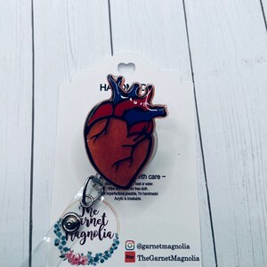 Anatomical Heart Cardiac Red Heart Badge Reel | Retractable ID Holder ...