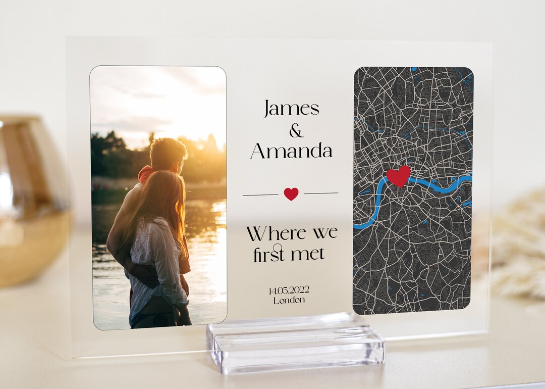 First Date Map Acrylic Plaque: Personalized Engagement Gift - Etsy