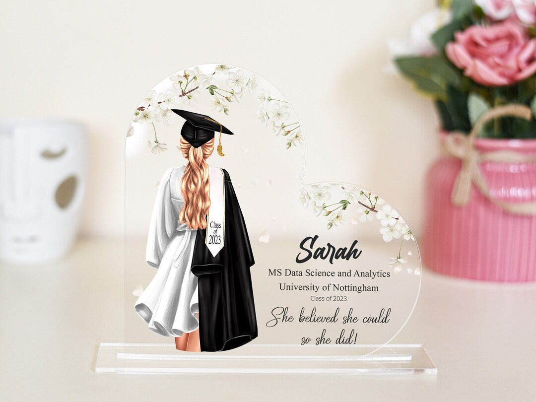Masters Degree Graduation Gift, Graduation Acrylic Heart Shaped Plaque ...