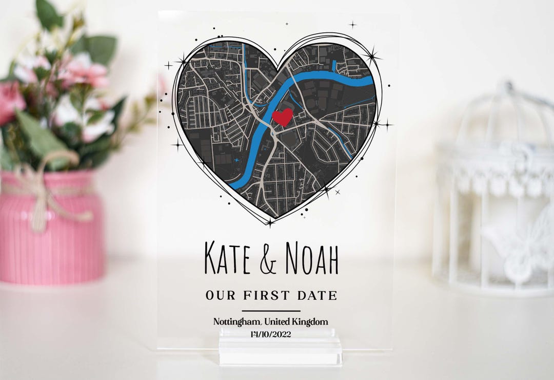 Map Our First Date Plaque, First Date Girlfriend Gift, Where We First ...