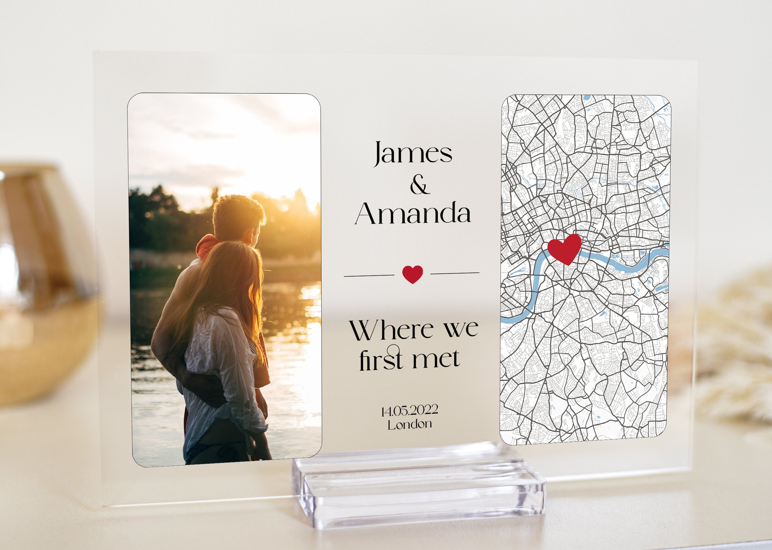 Where We First Met Map Couples Map Plaque Print Your Places - Etsy UK