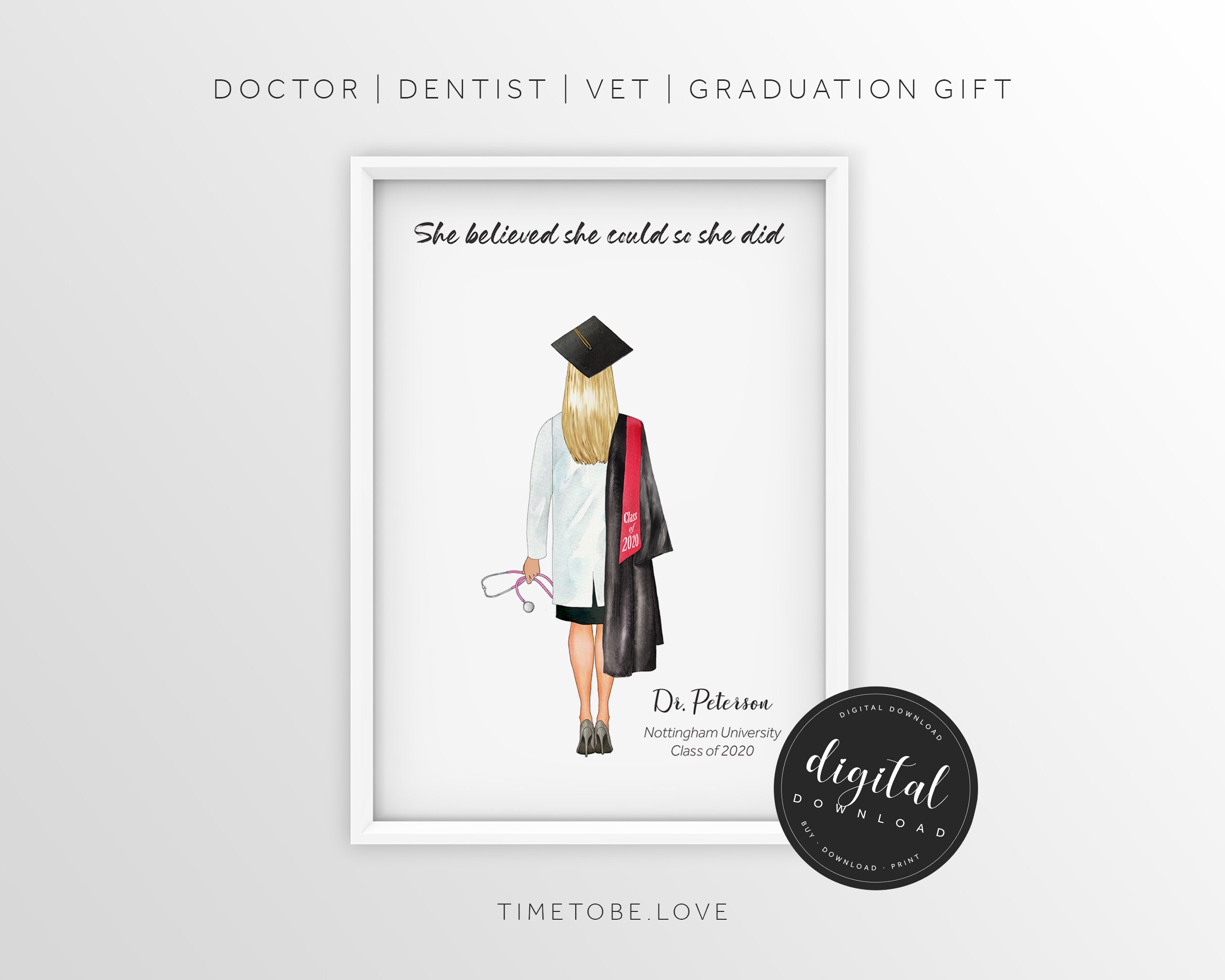 Doctor graduation gift Graduation doctor print Graduation | Etsy