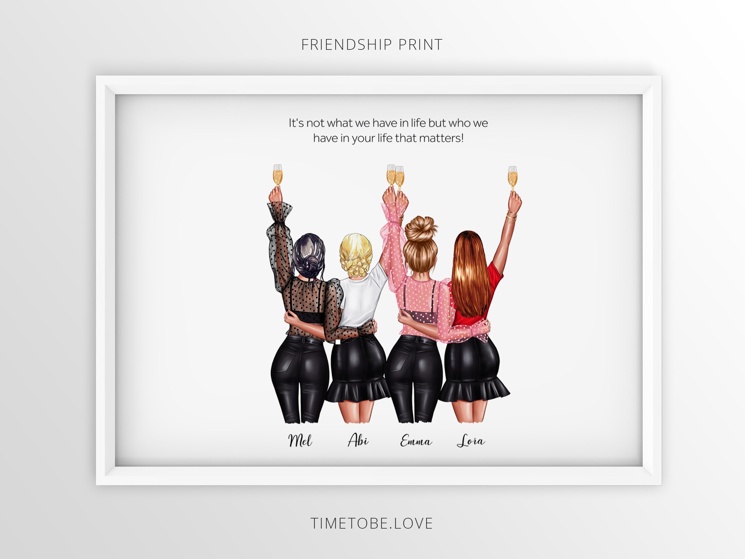 4 or 6 Friends Group, Best Friend Print, Best Friend Gift, BFF Gift ...