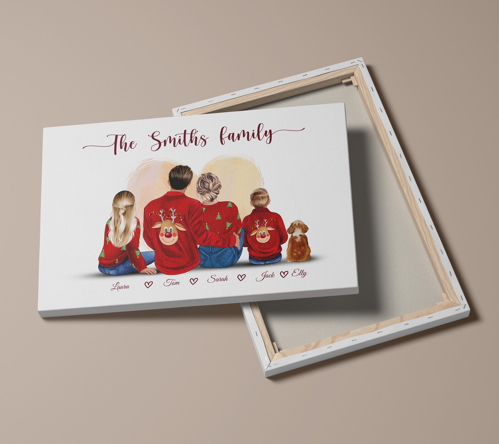 Custom Christmas Family Portrait on Canvasfamily - Etsy