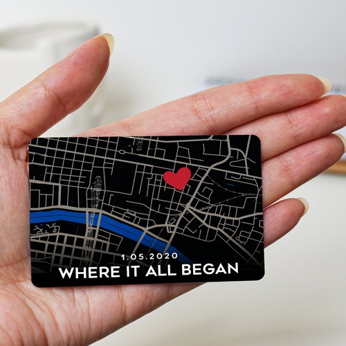 Personalised Map Wallet Card Where We Met Couples - Etsy