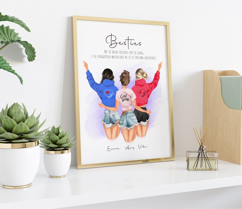 3 Best Friends Gift, Best Friend Print, Friendship Print, Besties Gift ...