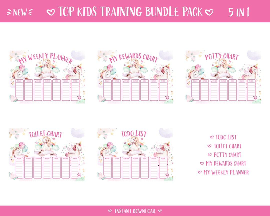 Unicorn Potty Training Chart for Toddlersto Do Listweekly - Etsy