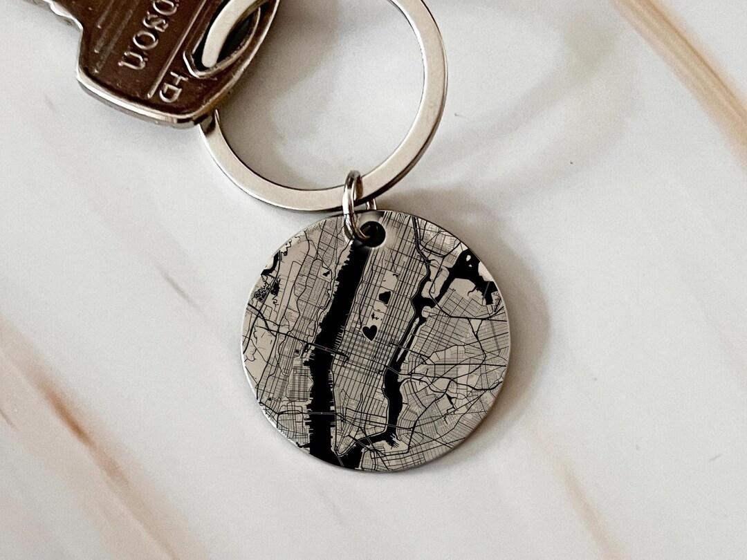Where We First Met Map Keychain, Anniversary Gift for Him, Map Our ...