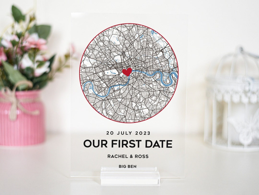 Our First Date Map, First Anniversary Gift, Location Worldwide Custom ...