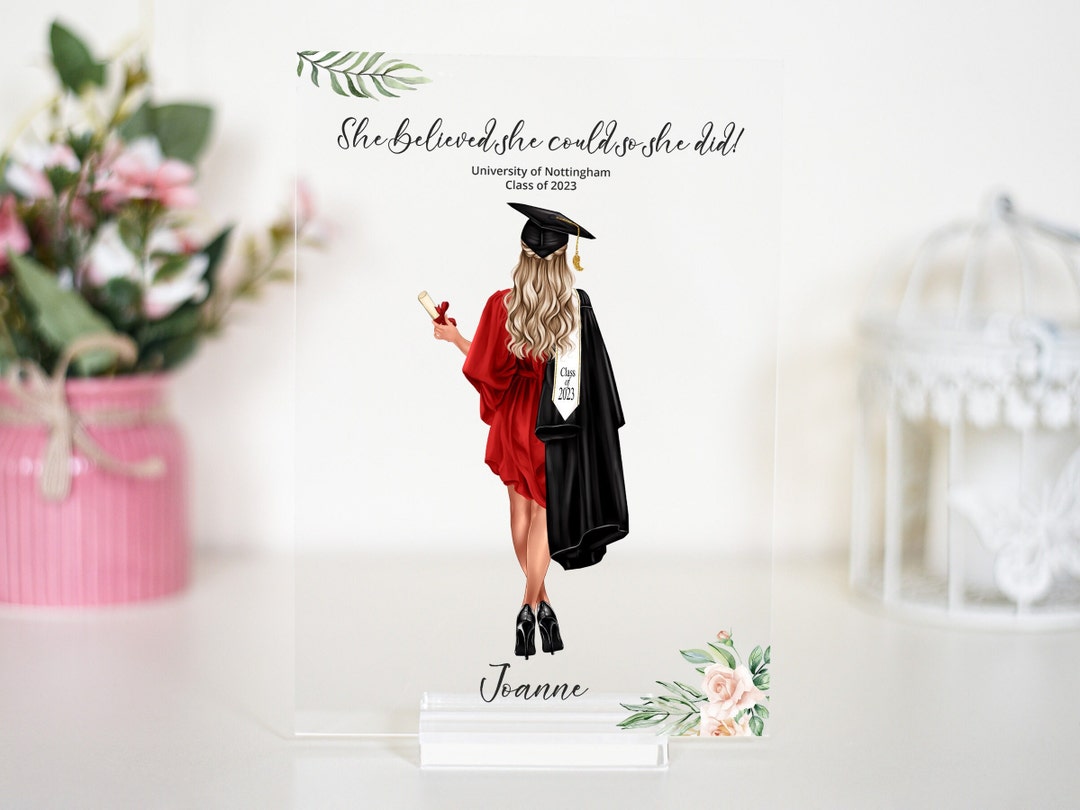 Personalized Graduation Plaque: Custom Hairstyle & Dress Acrylic Gift ...