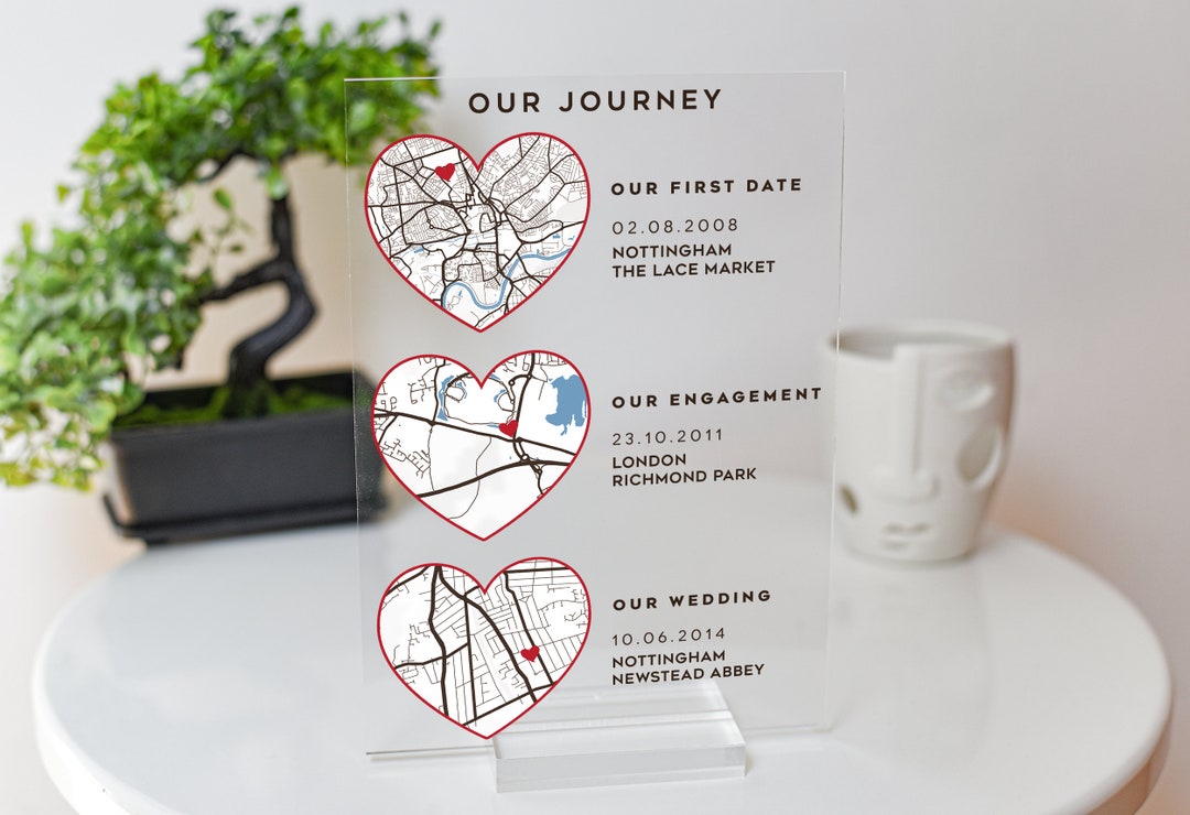 Our Journey Map, Personalised Where We First Met Map, Gifts for ...