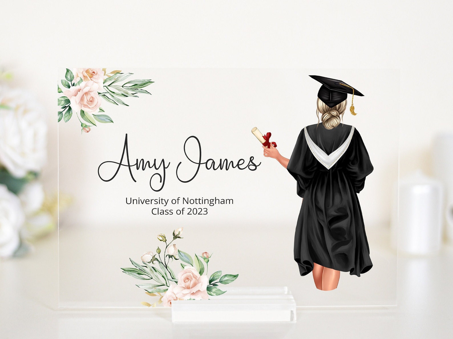 Personalized Graduation Plaque: Custom Dress & Hairstyle, Acrylic Gift ...