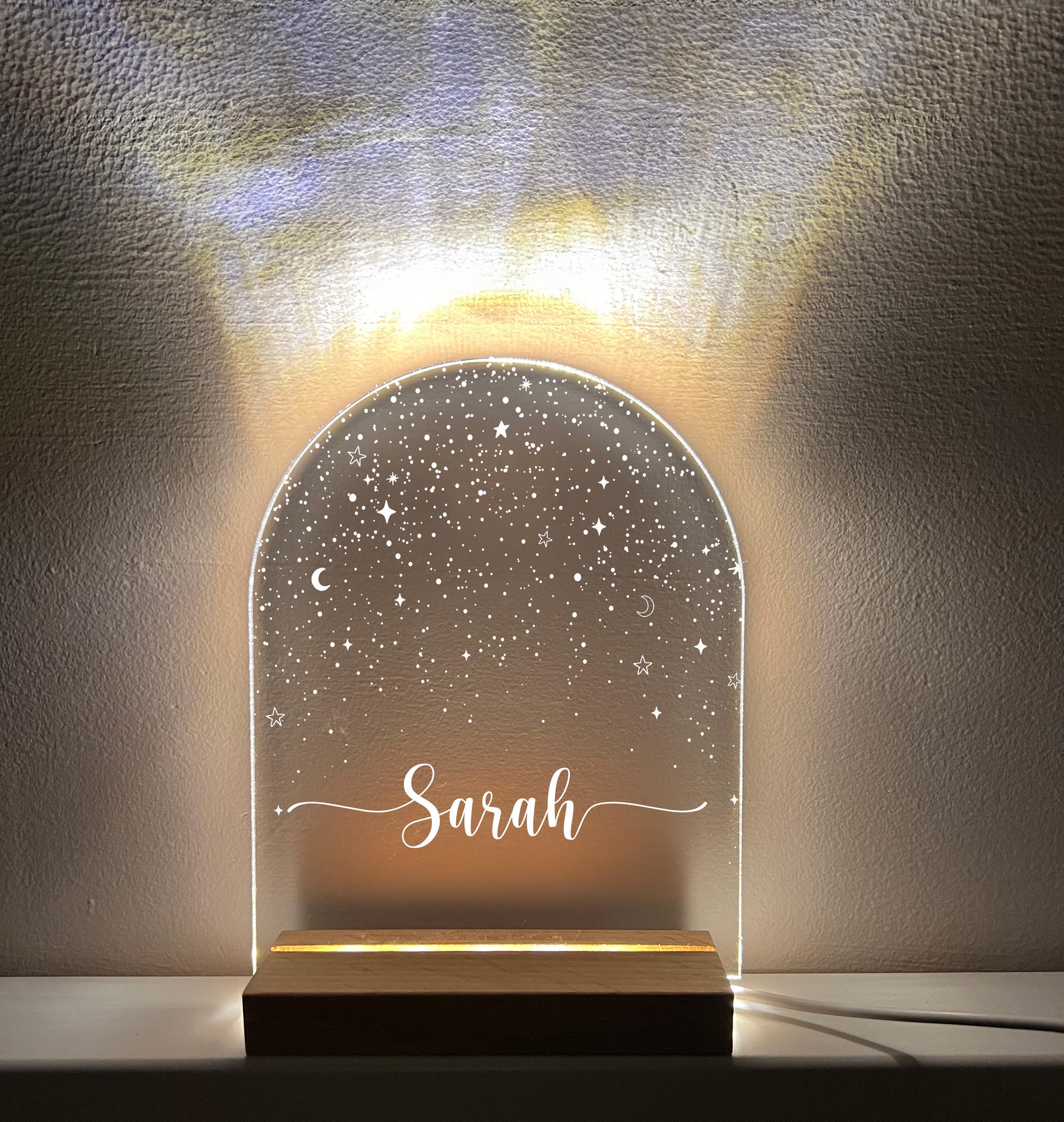 Personalized Night Light for Baby, Custom Moon and Stars Lamp With Name ...