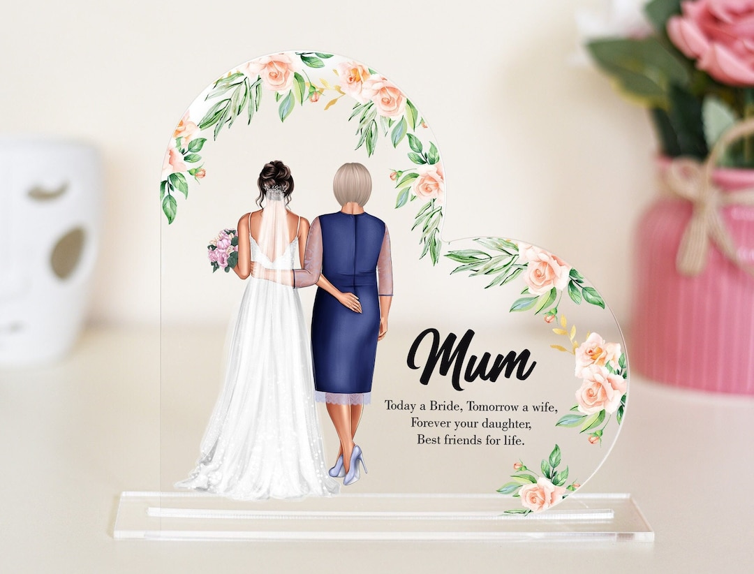Personalized Mother of Bride Acrylic Plaque: Custom Dress & Hairstyle ...
