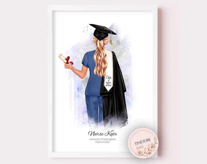 Personalized Nurse Graduation Print, Graduation Girl Print, Nurse ...