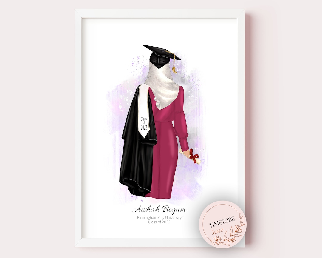 Muslim Graduation Gift for Her, Personalized Islamic Graduation Print ...