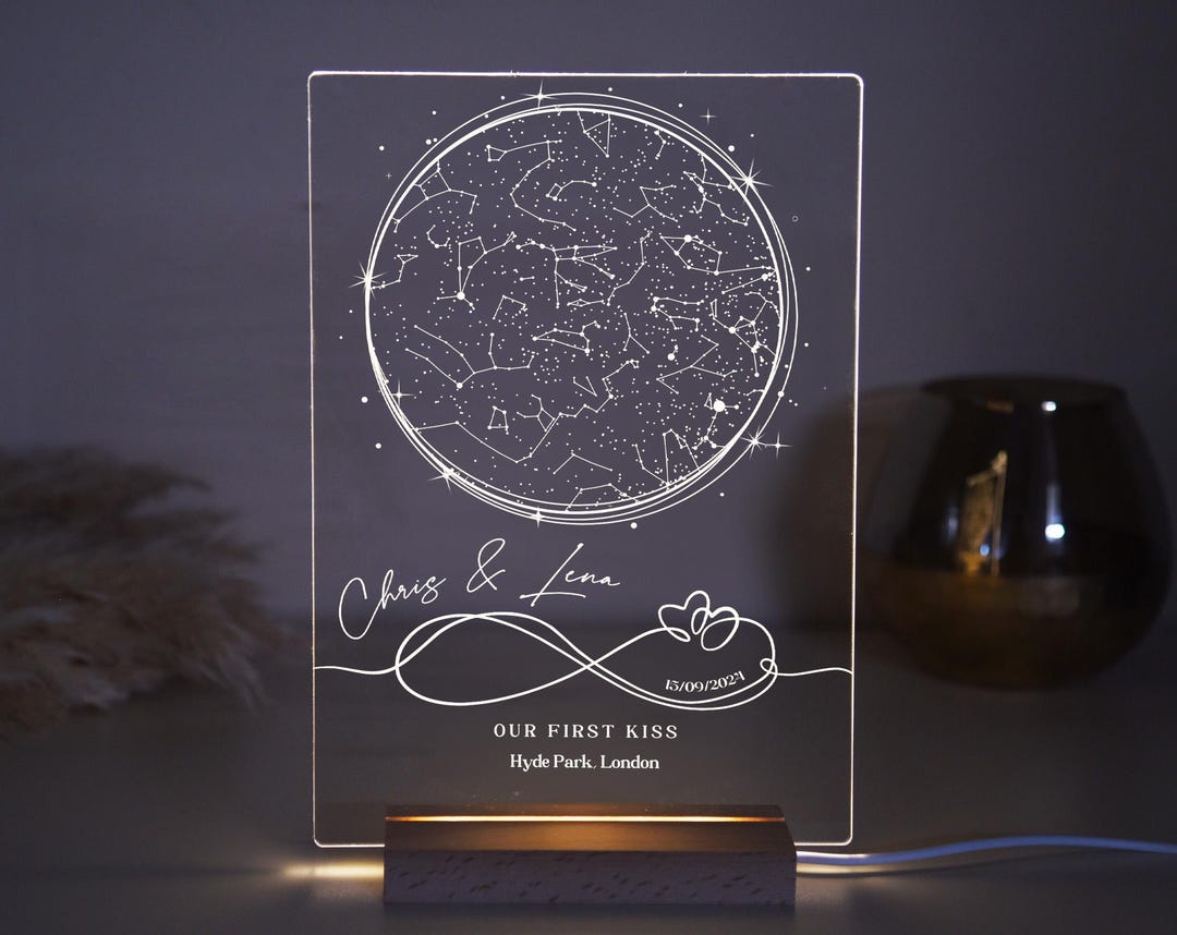 Personalized Star Map by Date, Constellation Night Light, Night Sky Map ...